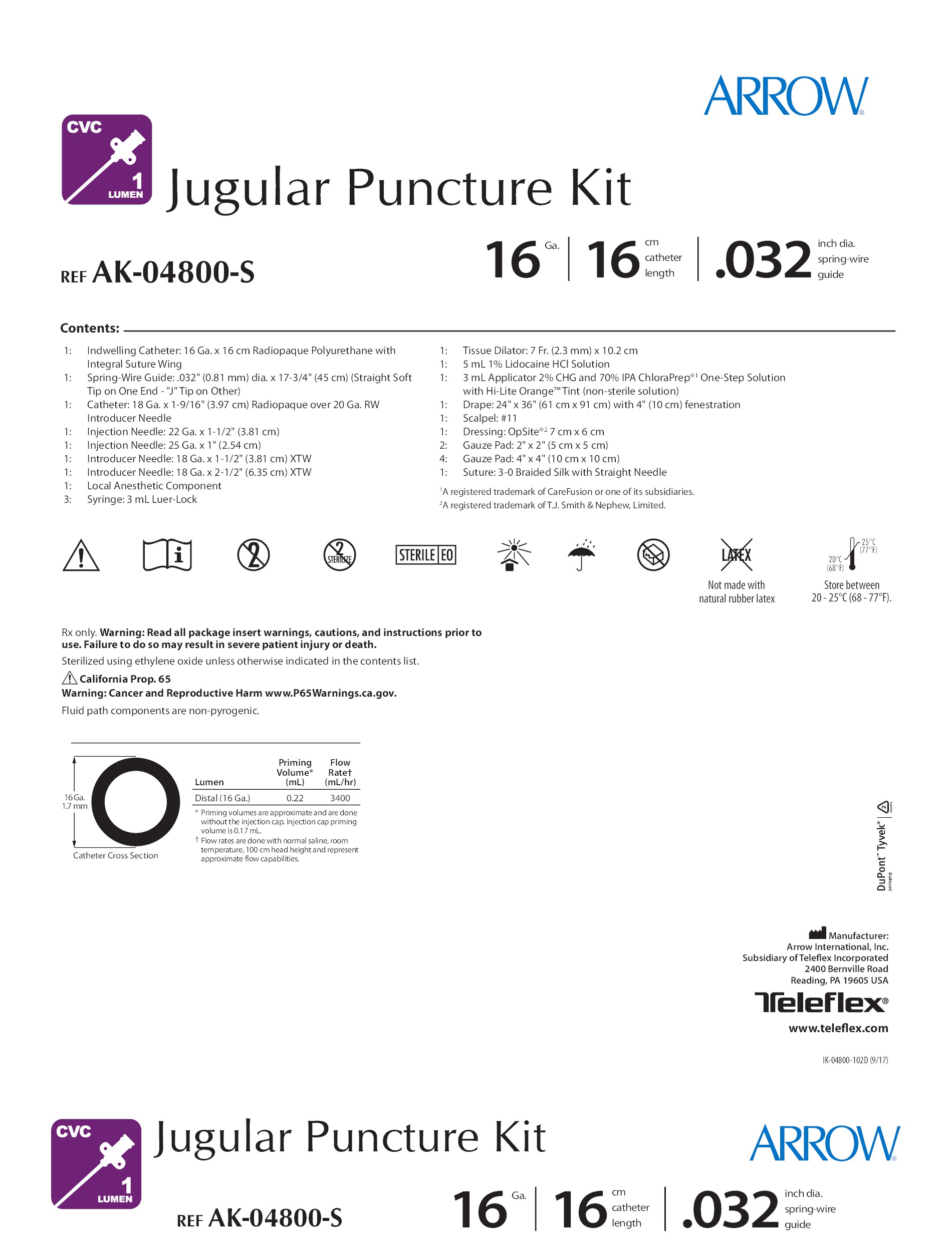 AK-04800-S - Teleflex Incorporated - Vascular Access Product Catalog